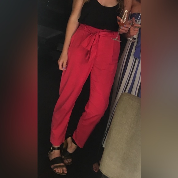 Zara | Pants & Jumpsuits | Zara Basic Collection High Waisted Hot Pink ...